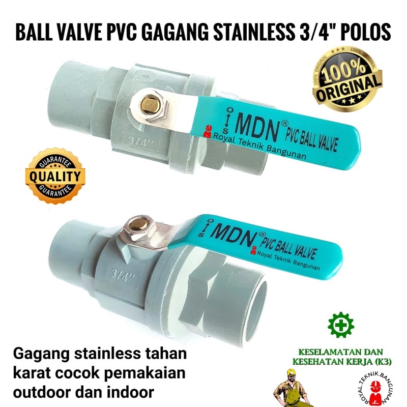 Jual Ball Valve PVC 3/4” inch Gagang Stainless / Stop Kran Air Drat Polos Paralon Keran | Shopee ...