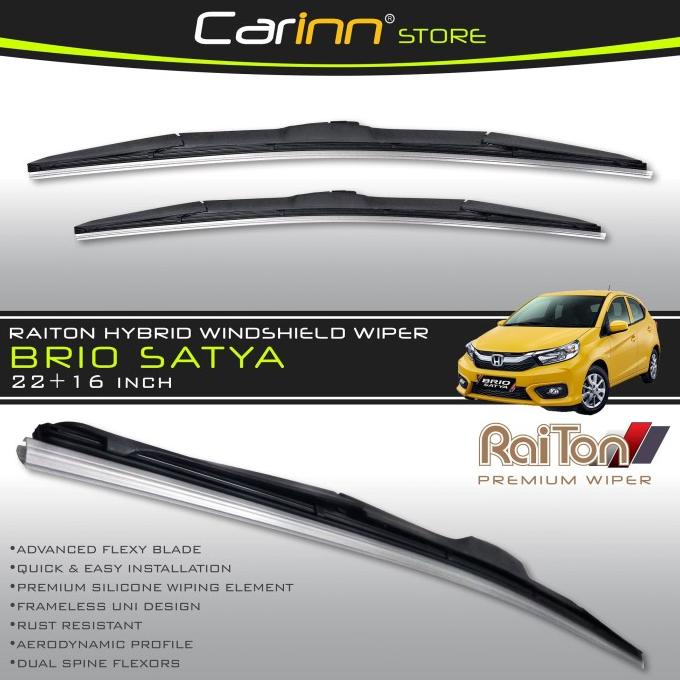 Jual Raiton Sepasang Wiper Hybrid Kaca Depan Mobil Brio Satya 22"&16" | Shopee Indonesia