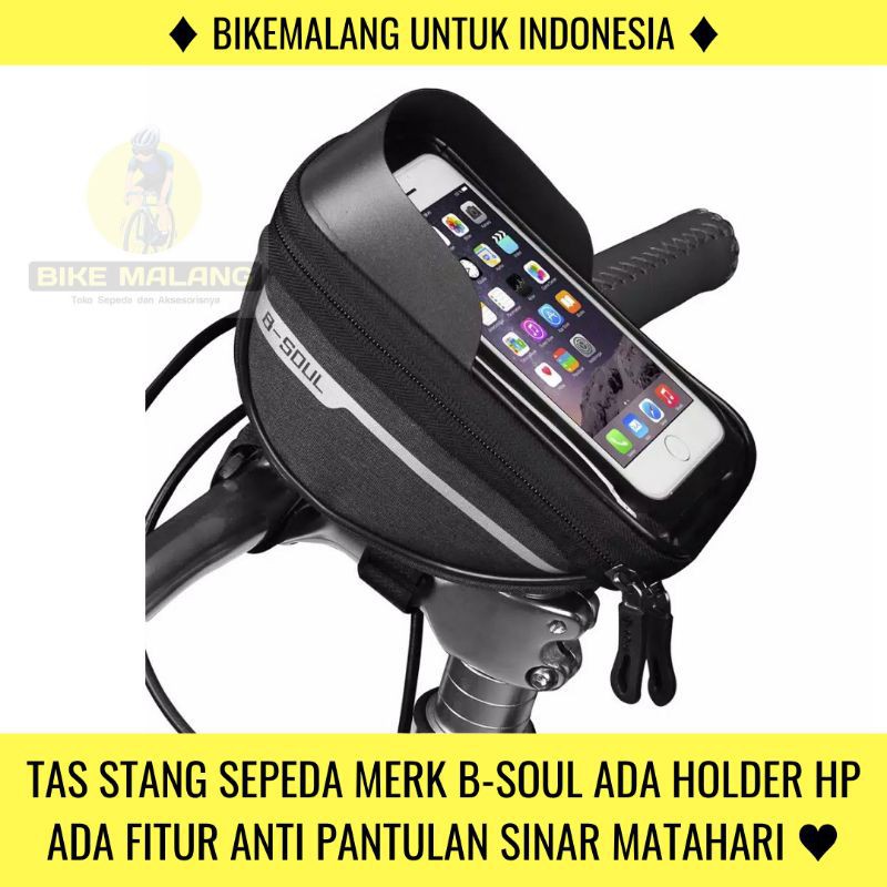 Jual Tas Stang Sepeda Merk B-Soul Ada Holder HP Anti Pantulan Sinar ...