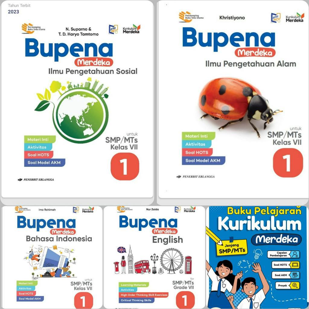 Jual satu paket BUPENA Kelas 7 SMP Kurikulum Merdeka, BAHASA INDONESIA, IPA, IPS, ENGLISH ...