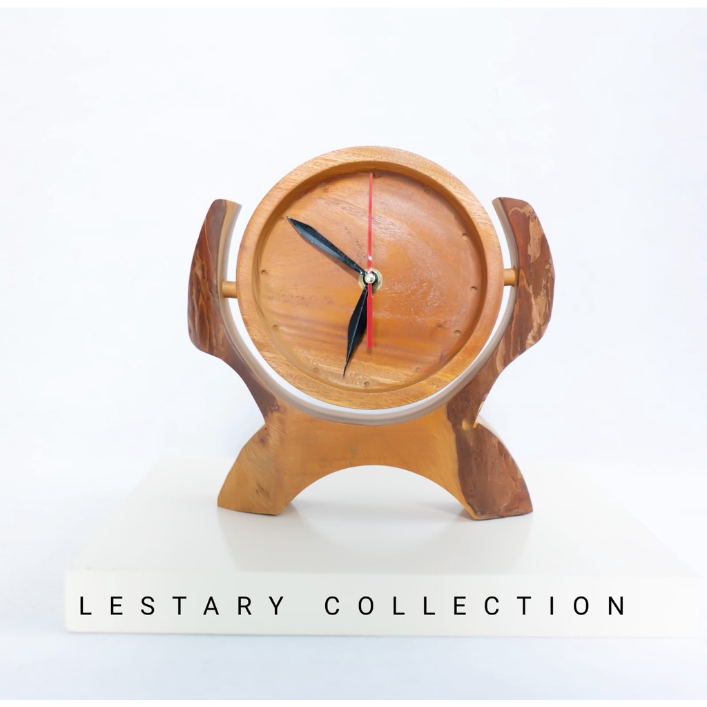 Jual JAM STAND KAYU BULAT / JAM DUDUK DIAMETER 14CM | Shopee Indonesia