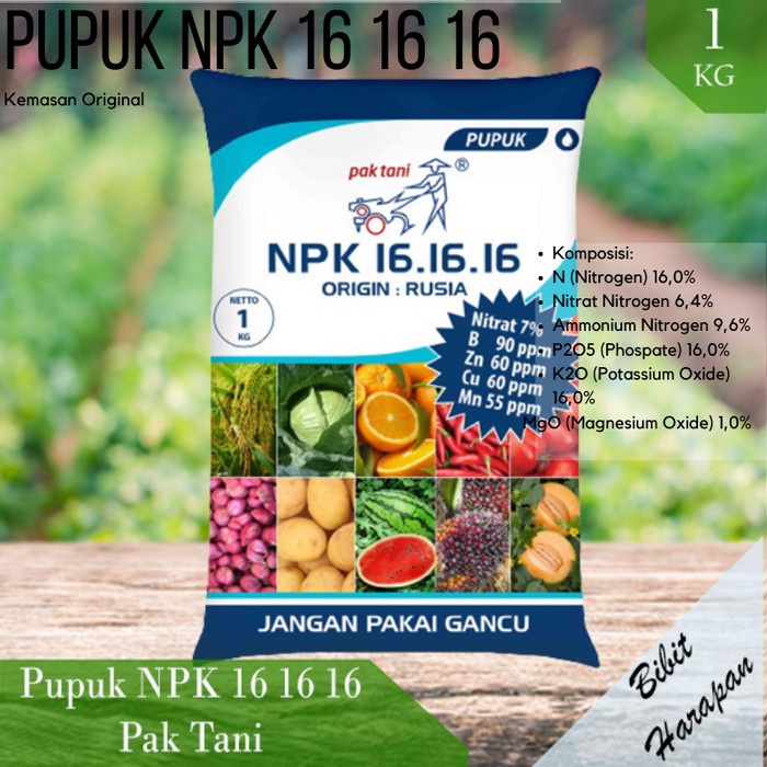 Jual NEW Pupuk NPK Mutiara 16 16 16 Meroke Original Kemasan Pabrik 1 Kg - NPK Pak Tani1KG ...
