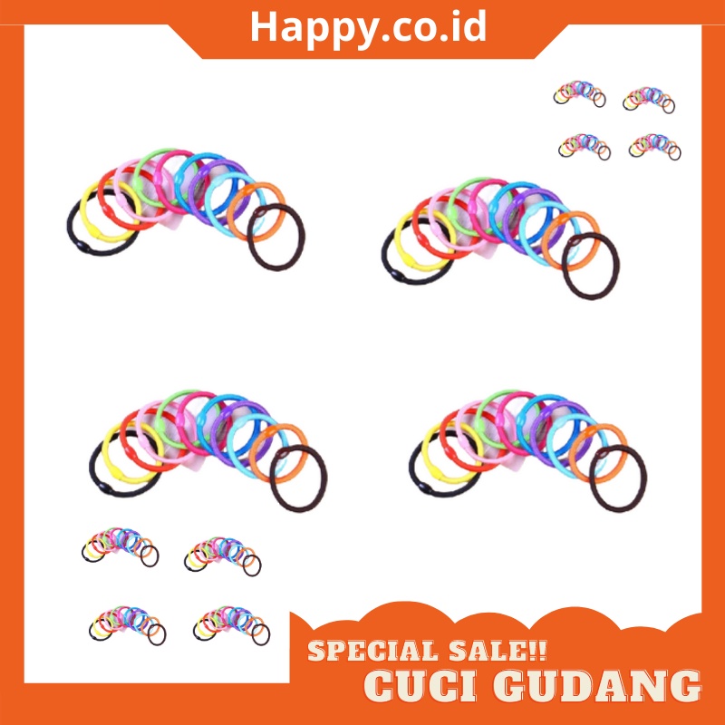 Jual A035 KARET KUNCIRAN IKAT RAMBUT WARNA WARNI POLOS TEBAL ELASTIS ...