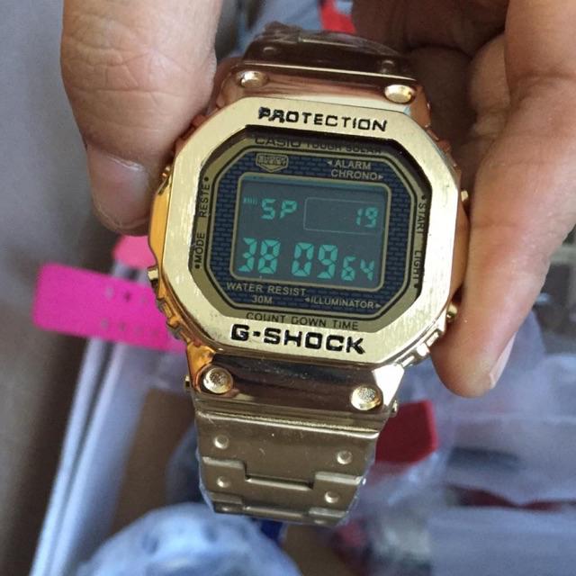 Jual JAM TANGAN G SHOCK RANTAI GMW-b5000 GOLD BLACK LED LIGHT GMW5000B ...