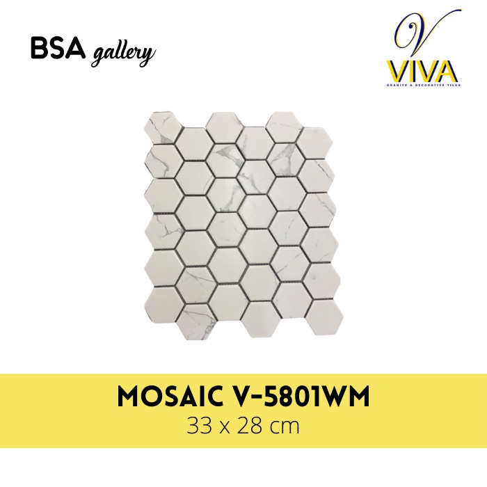 Jual MOSAIC KERAMIK DINDING HEXAGONAL PUTIH CORAK / BACKSPLASH TILE ...