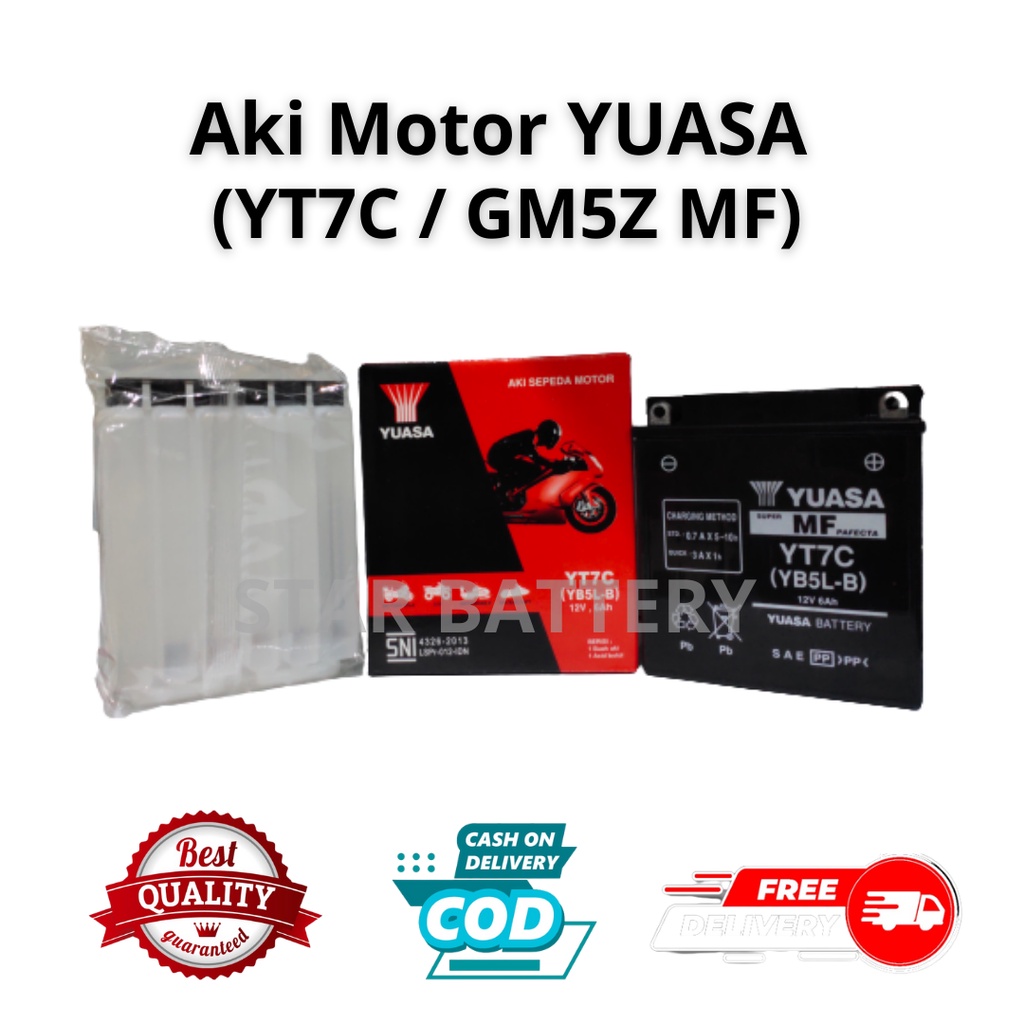Jual Aki Motor Kering Yuasa YT7C Satria Supra Rc100 Mio Jupiter F1-Z | Shopee Indonesia