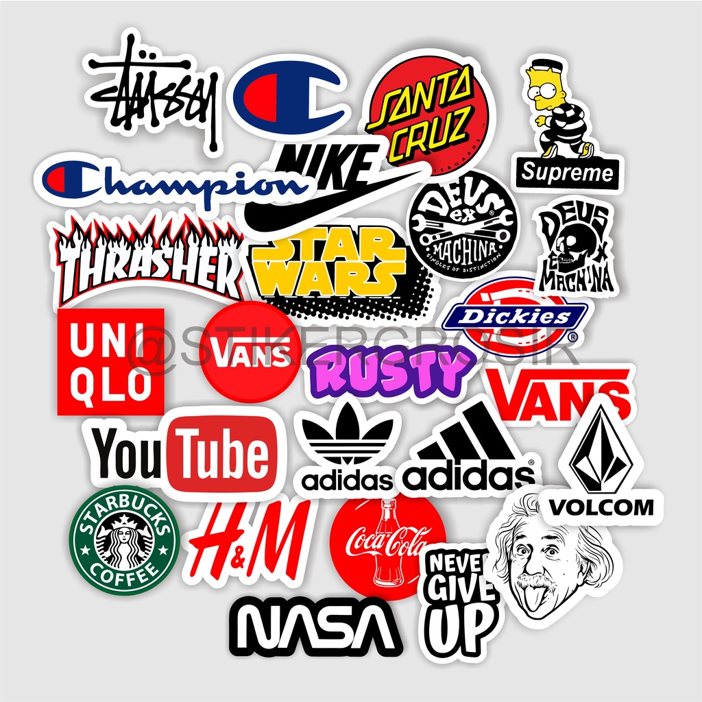Jual Stiker isi 25 Sticker Brand Distro Graftac Vinyl Stussy Champion ...