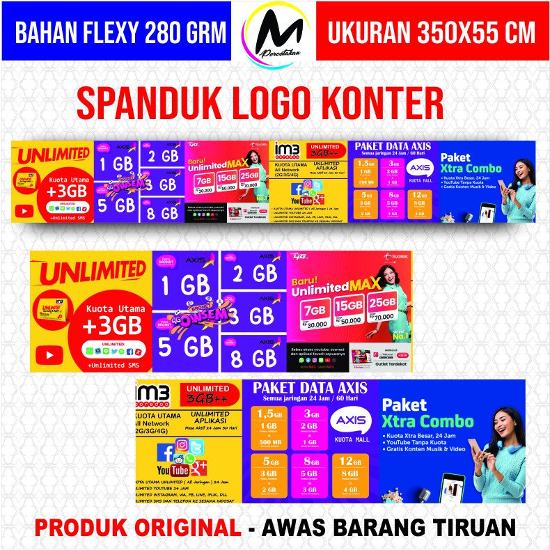 Jual Spanduk Konter Logo Operator - Ukuran 350x50 Cm | Shopee Indonesia