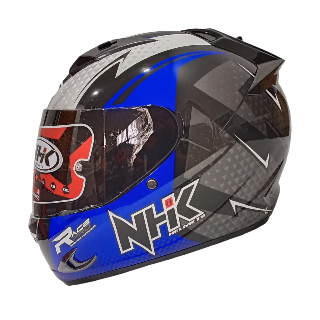 Jual HELM FULL FACE NHK MOTIF RACE PRO FLASH BLACK BLUE GLOSSY | Shopee ...