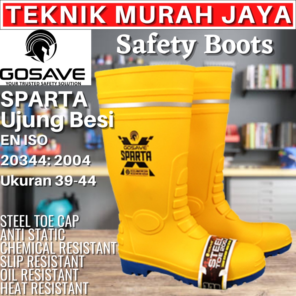 Jual GOSAVE SPARTA Sepatu Boot Ujung Besi Safety Boot Rubber Steel Toe ...