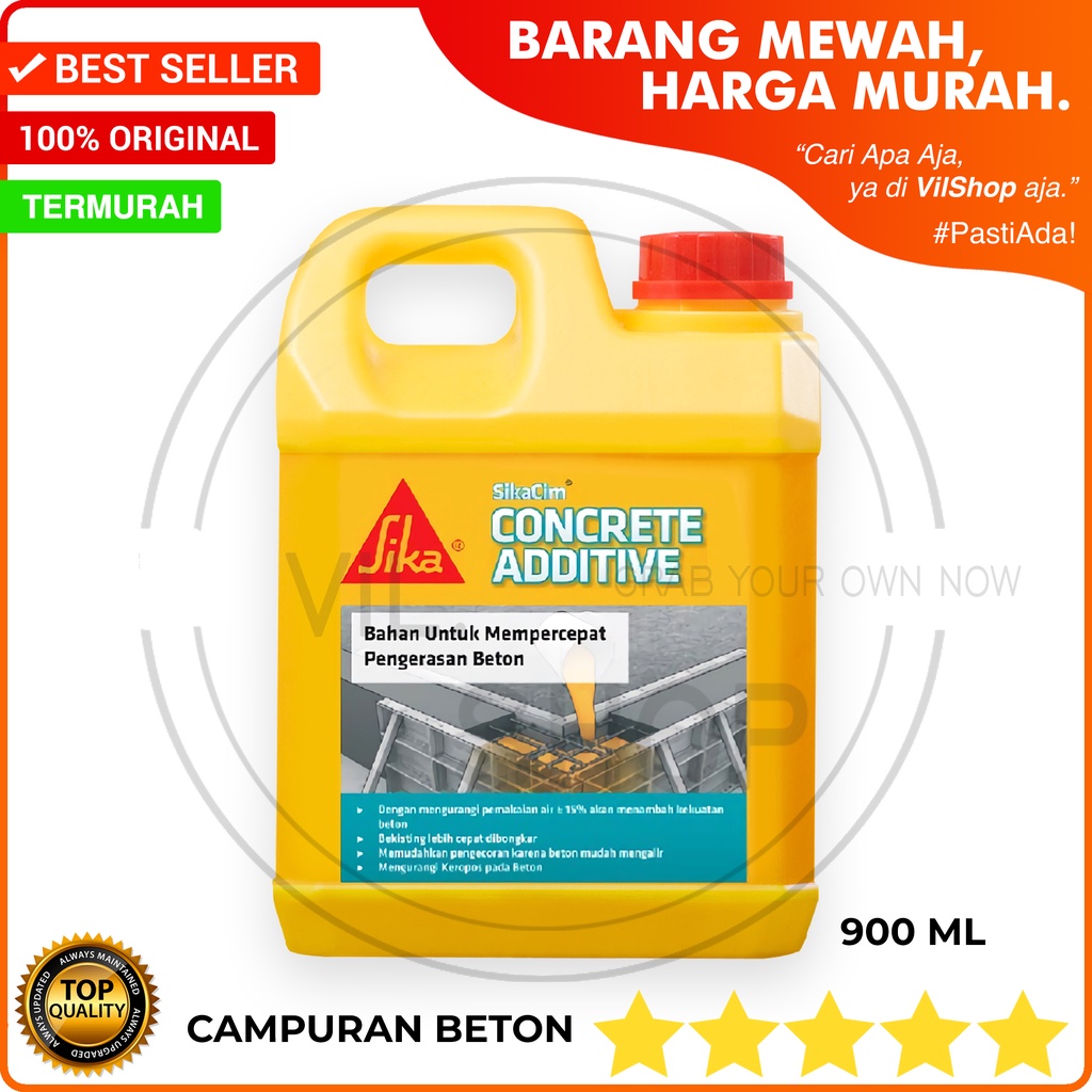 Jual SIKA CONCRETE ADDITIVE UNTUK MEMPERCEPAT PENGERASAN BETON 900 ML / SIKACIM CAIRAN CAMPURAN ...