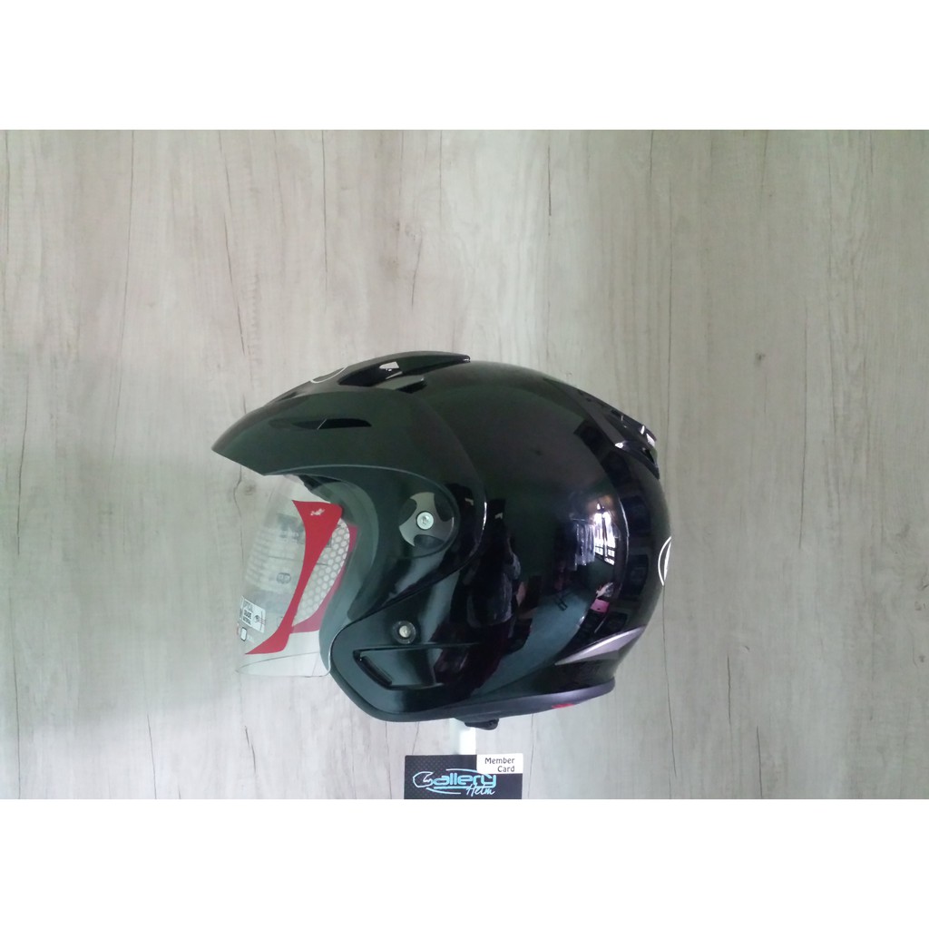 Jual KYT Romeo Solid Black Glossy / Helm half Face / KYT half Face ...