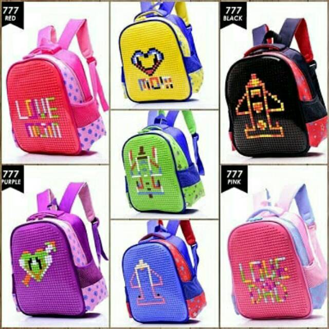 Jual Tas Ransel Sekolah Anaka Lego DIY/ Pixel Art Import | Shopee Indonesia