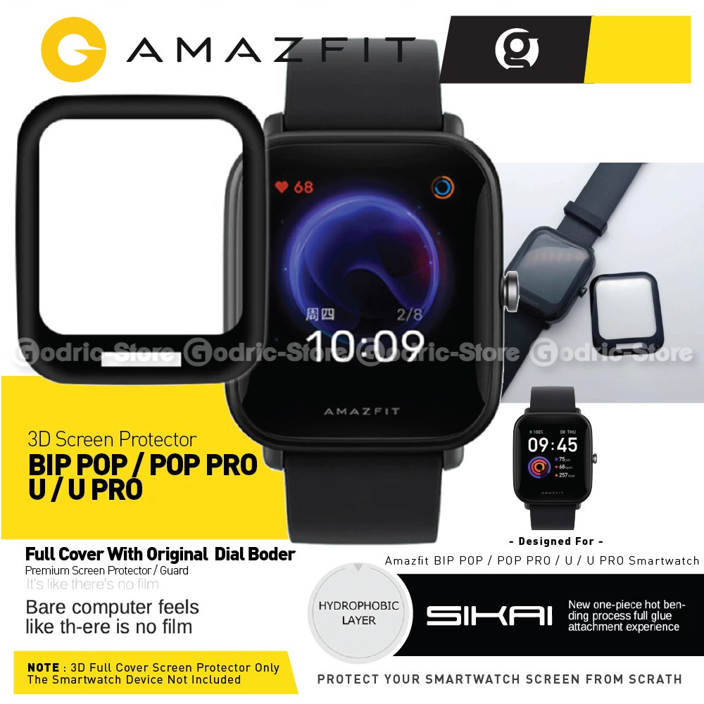 Jual SIKAI Anti Gores 3D CURVED Full Cover Screen Protector for Amazfit BIP U / POP | Shopee ...
