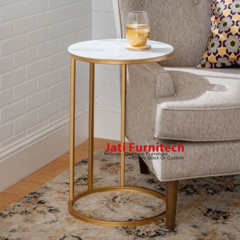 Jual Round Side Table // Meja Samping Top Marmer | Shopee Indonesia