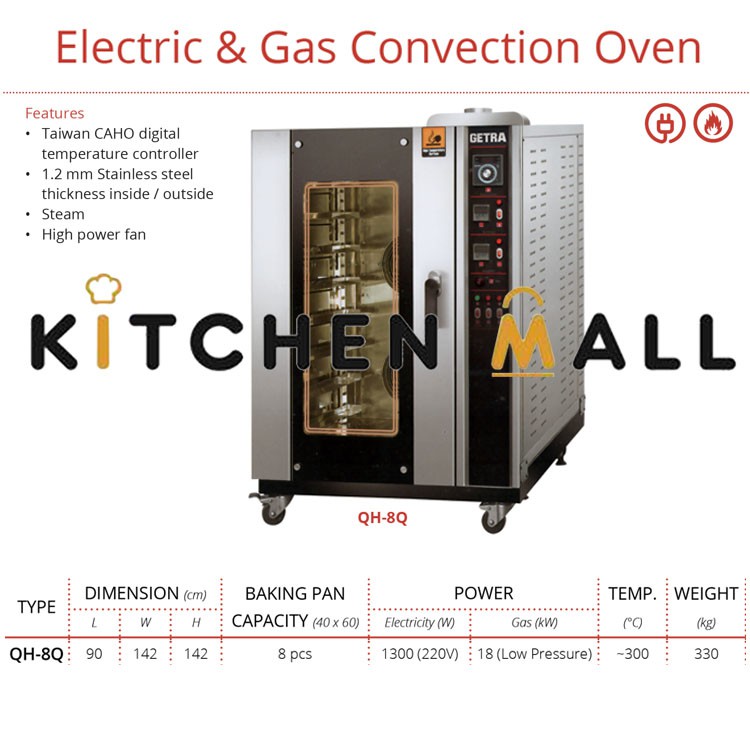 Jual Getra QH-8Q Electric Dan Gas Convection Oven - Kapasitas 8 Loyang ...