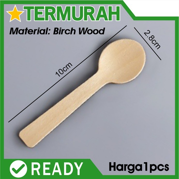 Jual sendok 1PC spoon KAYU BLT10cm Sekali Pakai Disposable wooden ...