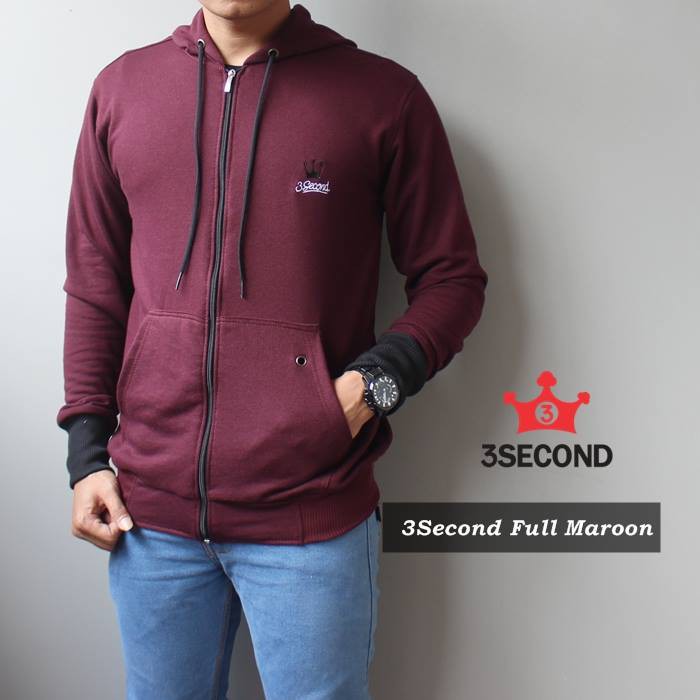 Jual jaket Pria 3Second Full Maroon | Shopee Indonesia