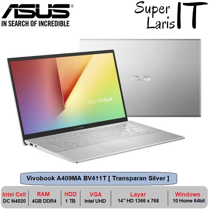 Jual Laptop Asus Vivobook A409MA BV411 / 2T Intel N4020|4GB|1TB|14inch ...