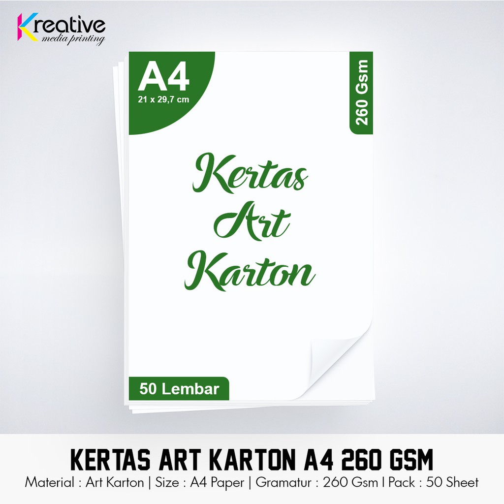 Jual Kertas ART KARTON (A4 / 260 gsm / 1 pack = 50 lbr) | Shopee Indonesia
