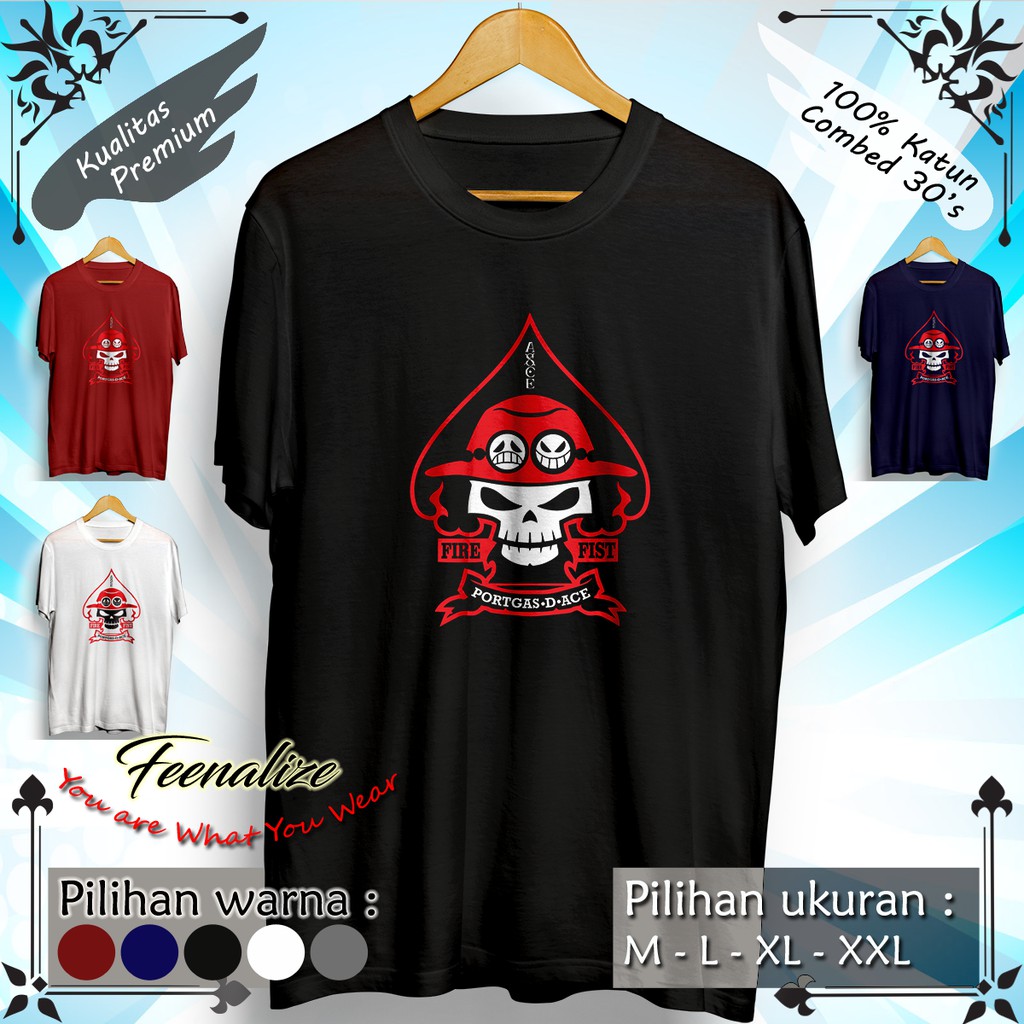 Jual KAOS ANIME PORTGAS D ACE SKULL BAJU DISTRO PRIA ONE PIECE | Shopee ...