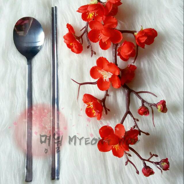 Jual Korean Sujeo Spoon Chopsticks Set Sepasang Sendok Sumpit Korea ...
