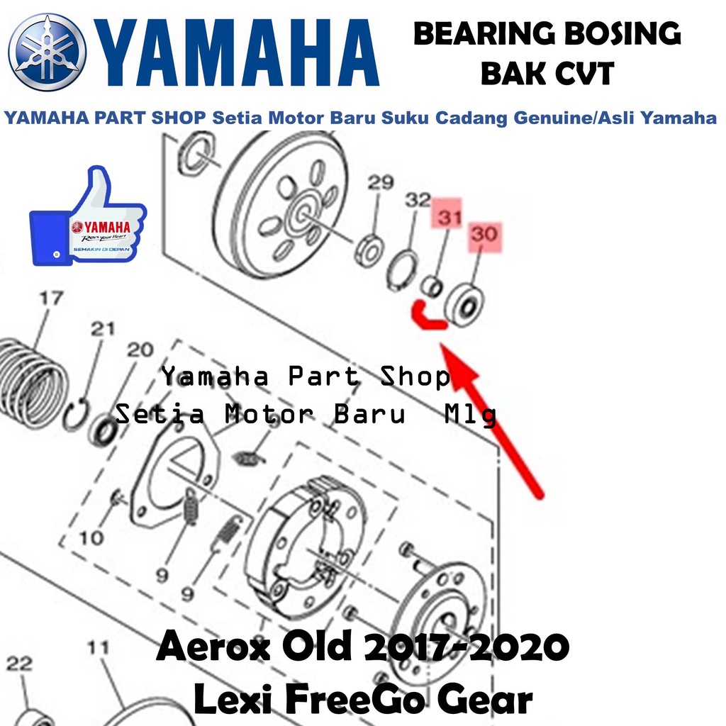 Jual Bearing Bering Bosing Bak CVT Aerox Old FreeGo Lexi Gear Original ...
