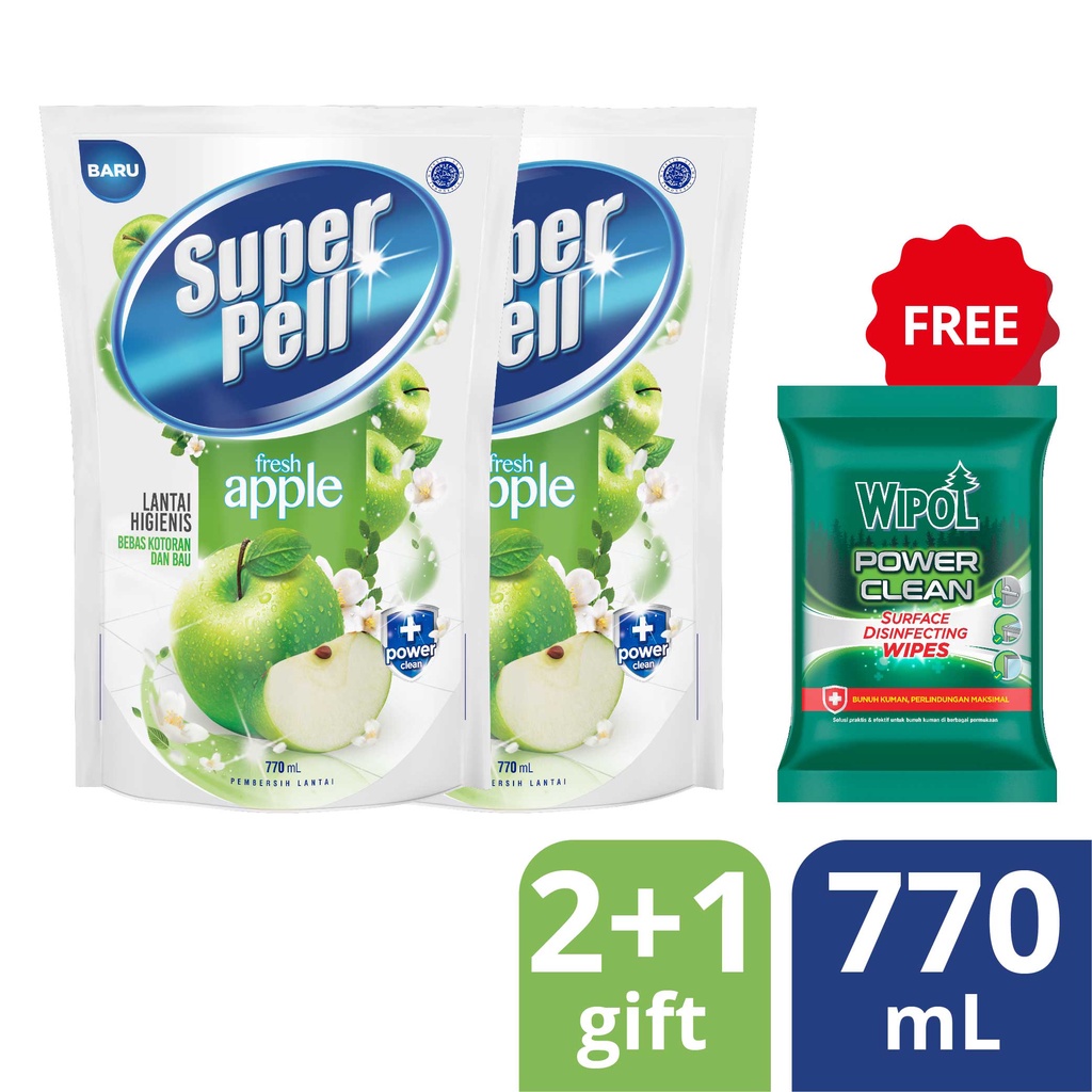 Jual Superpell Pembersih Lantai Fresh Apple Twinpack 770ml GRATIS Wipol ...