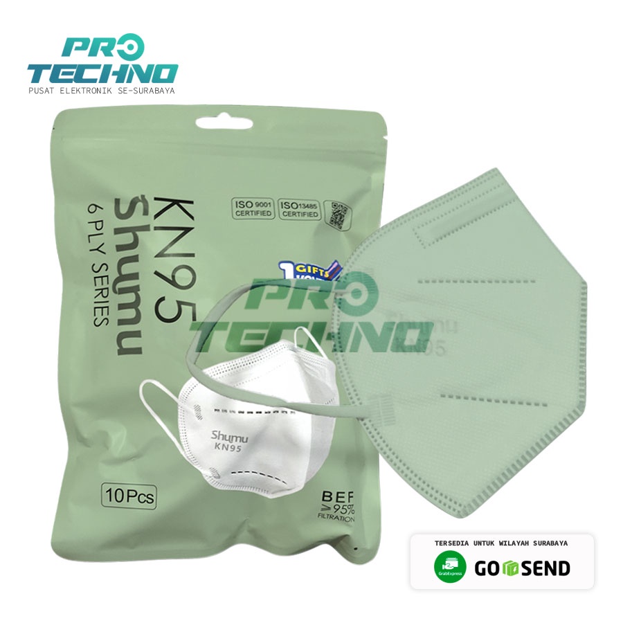 Jual Masker KN95 SHUMU MATCHA 6 Ply - 10 Pcs Tali Senada | Shopee Indonesia