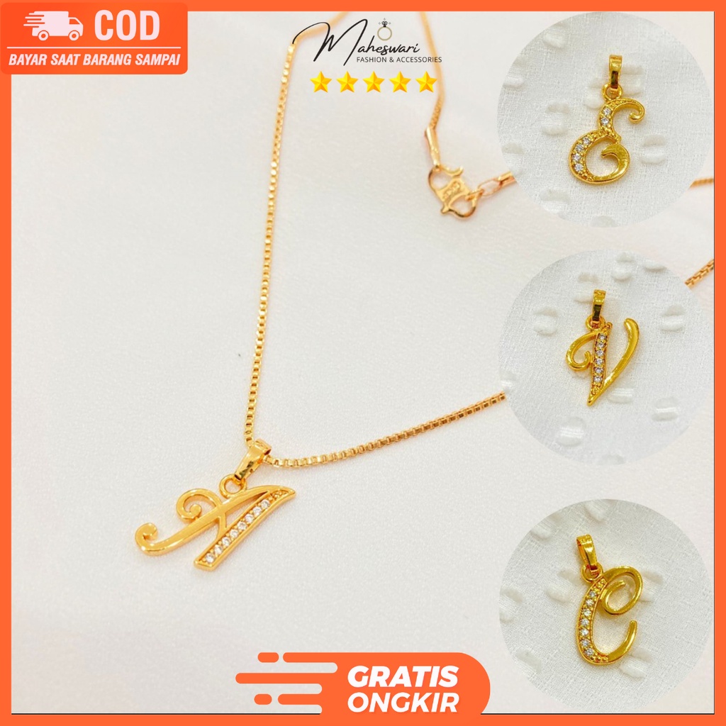 Jual Kalung Nama Inisial Huruf Titanium Anti Karat Alfabet Abjad Model ...