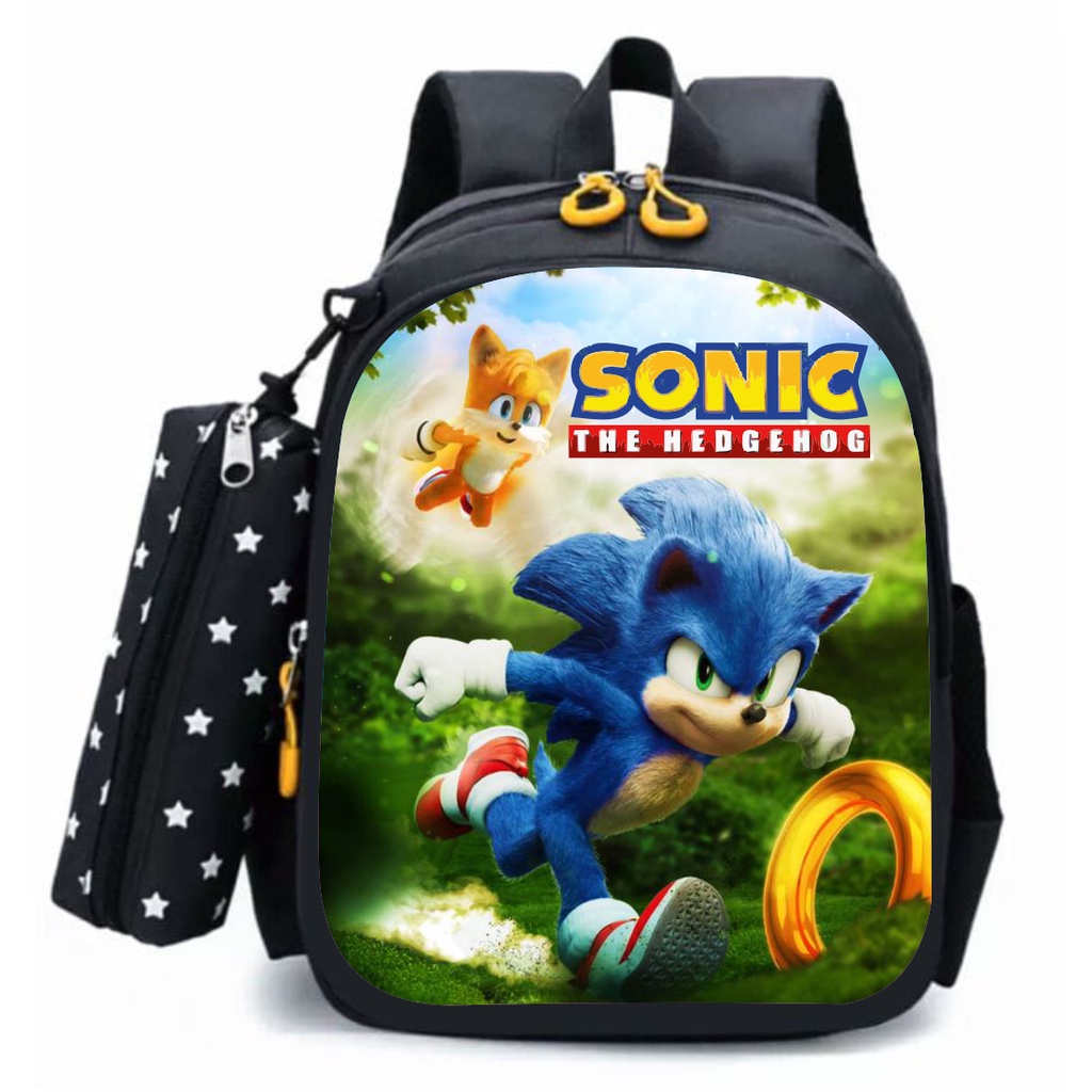 Jual Tas Ransel Anak Sekolah Karakter Black Sonic 2in1 BONUS TEMPAT ...