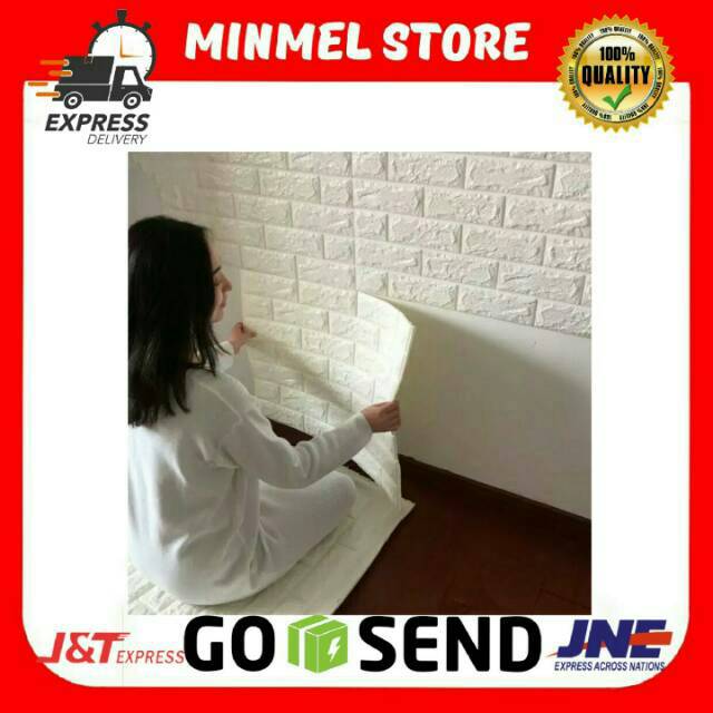 Jual WALLPAPER 3D FOAM PANEL WALLFOAM BATA PUTIH 70X77 CM HIASAN ...