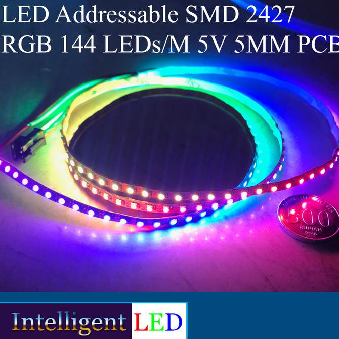 Jual Segera Miliki Led Addressable Smd 2427 Rgb 144 Leds/M 5V 5Mm White ...