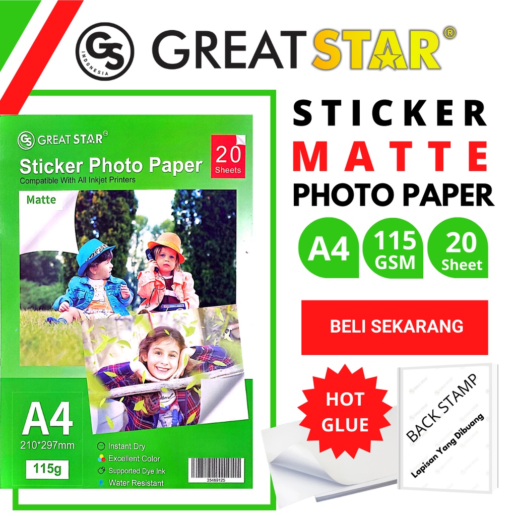 Jual Sticker Matte Paper 115 Gsm A4/20 WATER PROFF !!! | Shopee Indonesia