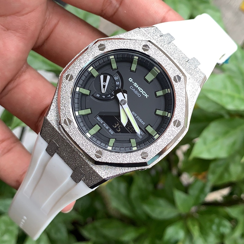 Jual Casioak Gshock GA 2100 SU-3ADR Diamond Silver Rubber White 44mm ...