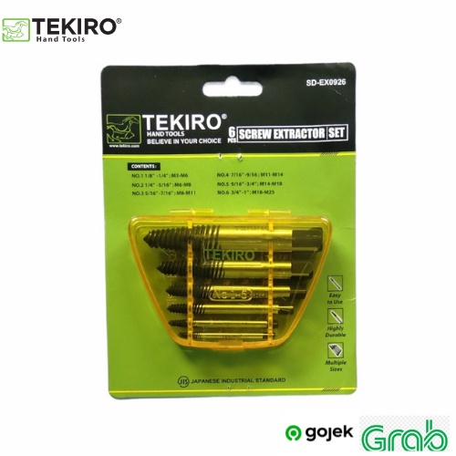Jual HAND TAP ULIR BALIK DRAT KIRI BAUT PATAH SCREW EXTRACTORS 6 PCS ...