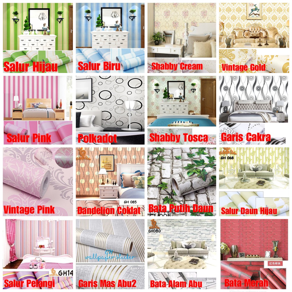 Jual Wallpaper Dinding Ukuran 45 CM x 10 M Motif TERMURAH 1 KG MUAT 2 roll pcs TERBAIK | Shopee ...