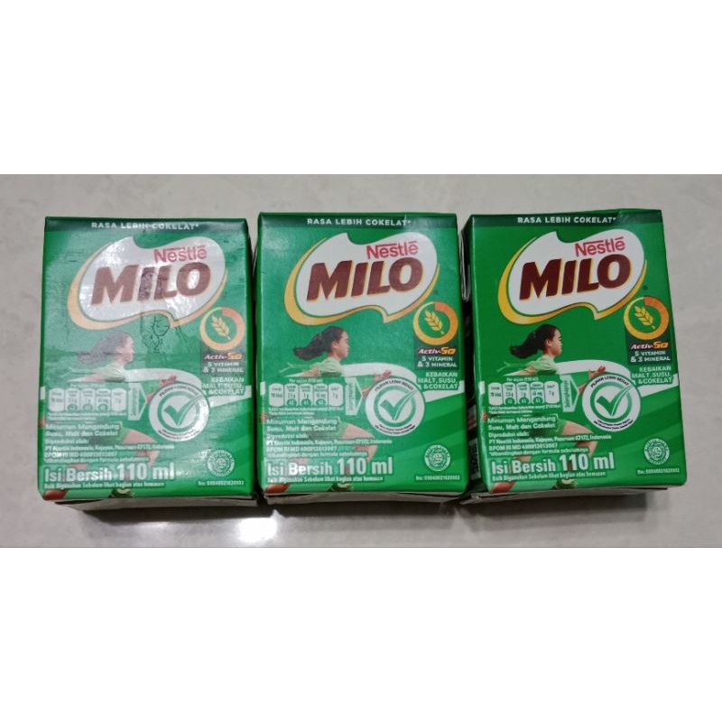 Jual Susu Milo Kotak UHT Kemasan 110ml Isi 3 | Shopee Indonesia