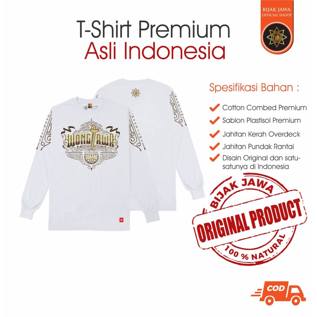 Jual BIJAK JAWA Kaos Wong Jawa Aja Ilang Jawane Lengan Panjang | Shopee ...