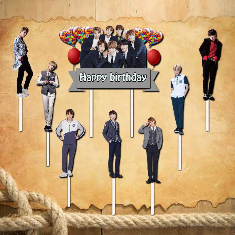 Jual Topper cake BTS happy birthday hiasan kue ulang tahun | Shopee ...