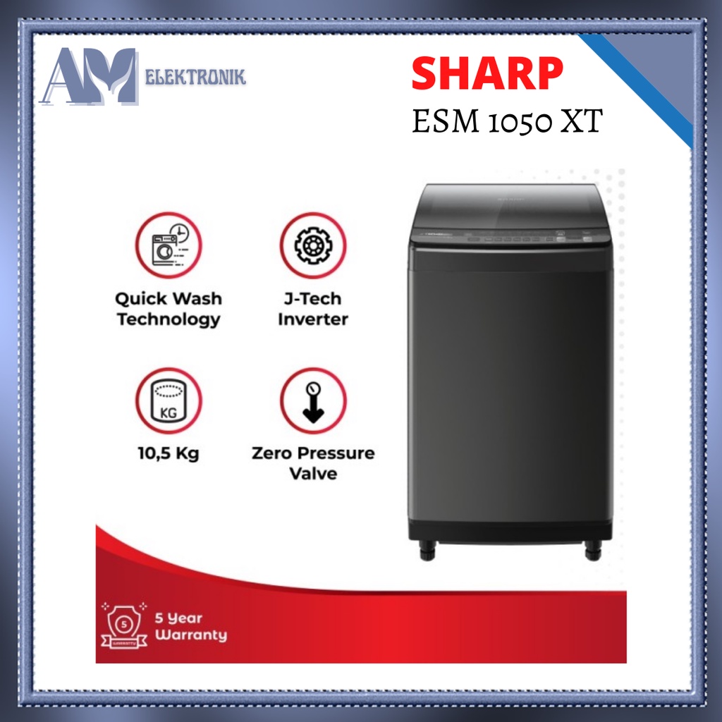 Jual MESIN CUCI SHARP ESM 1050 XT / 1 TABUNG KAPASITAS 10,5 KG TOP LOADING | Shopee Indonesia