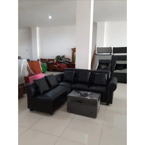 Jual Sofa Letter L Kancing Bahan Kulit kalep (Bekasi) | Shopee Indonesia