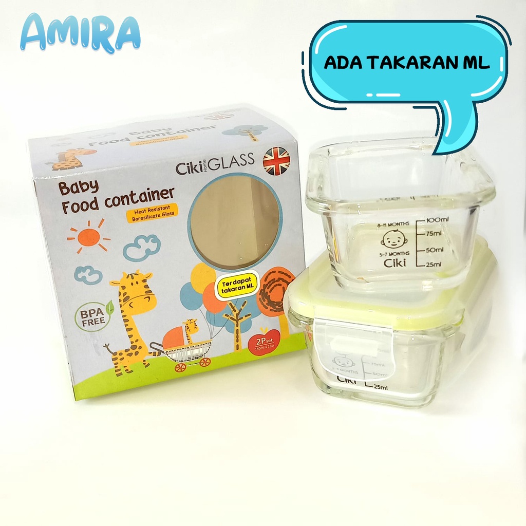 Jual Food Container 150ml Yellow Kotak Makan Kaca untuk MPASI (Isi 2 ...