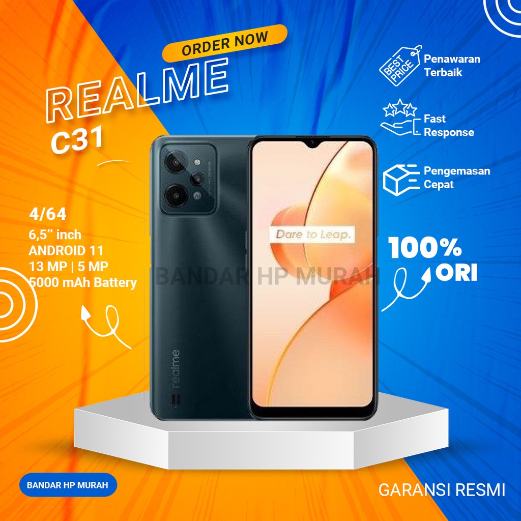 Jual REALME C31 4/64GB Layar 6,5" IPS LCD Processor Unisoc Tiger T612 ...