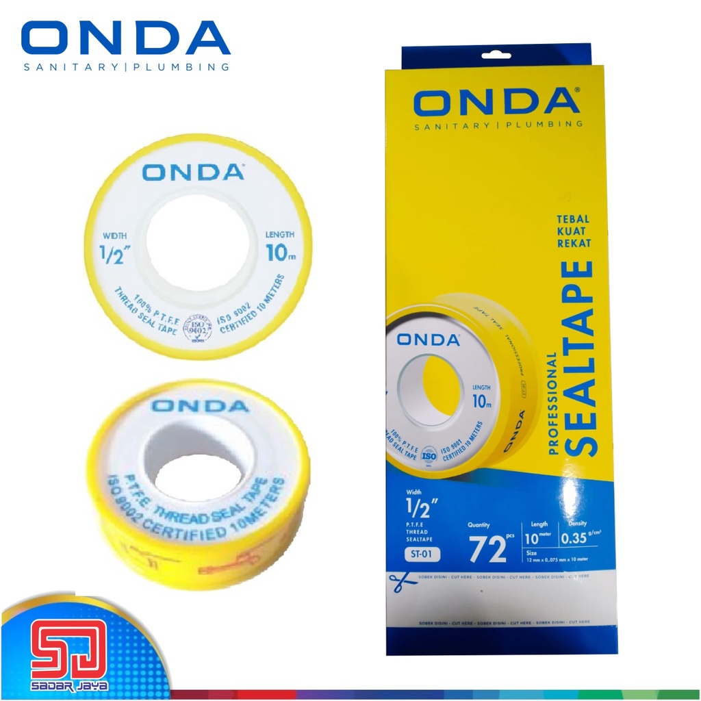 Jual ONDA Seal Tape ST01 12mm 1/2" Solatip Kran sealtape | Shopee Indonesia
