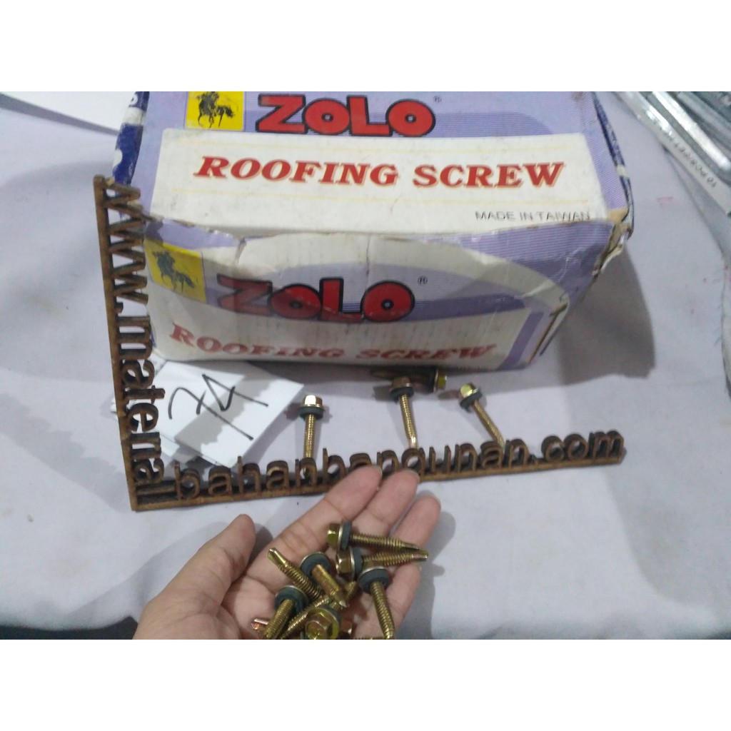 Jual skrup roofing karet zollo 12 x 40 mm hitam pengencang atap rumah ...