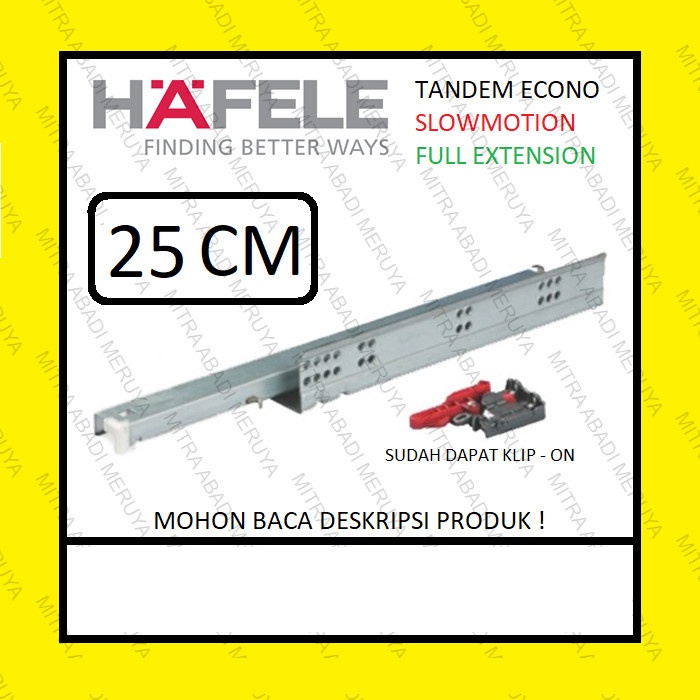 Jual Rel Laci Hafele Rel Tandem Hafele 25cm Full Ext. Slowmotion Drawer ...