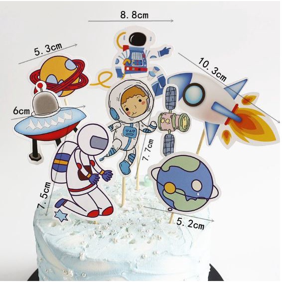 Jual Topper Cake Luar Angkasa roket moon bulan rocket Astronot ...
