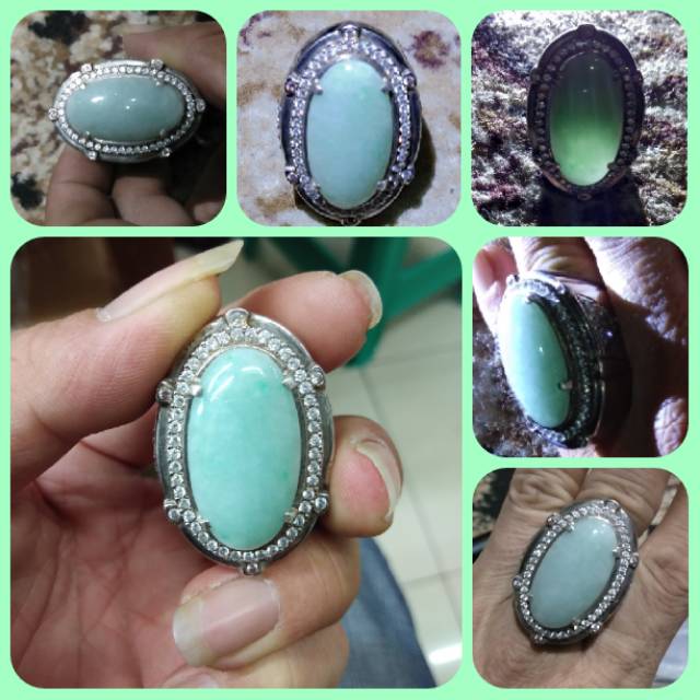Jual Natural giok burma size jumbo, ring perak tebal. | Shopee Indonesia