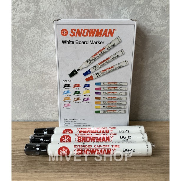 Jual Spidol Snowman Boardmarker/ Spidol Papan Tulis BG-12 | Shopee ...